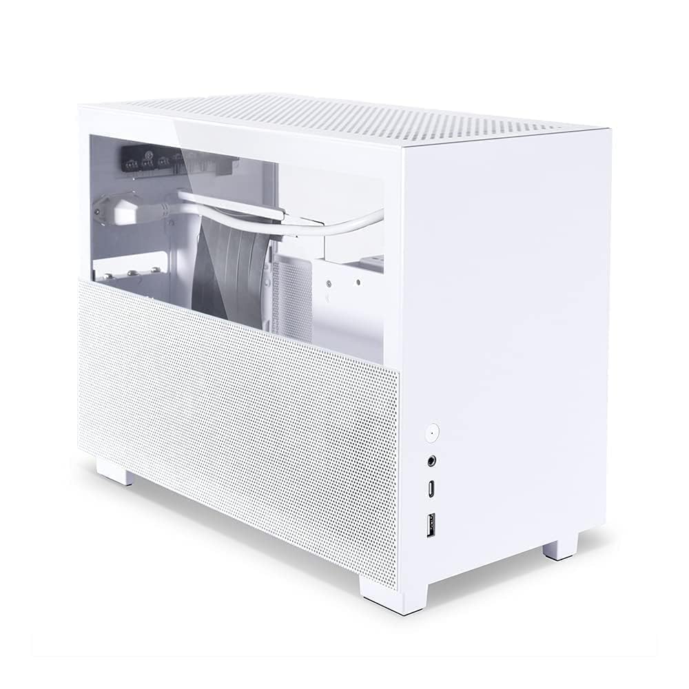 Lian Li Q58 White Color SPCC / Aluminum / Tempered Glass Mini Tower Computer Case , PCIe 4.0 Riser Card Cable Included - Q58W4