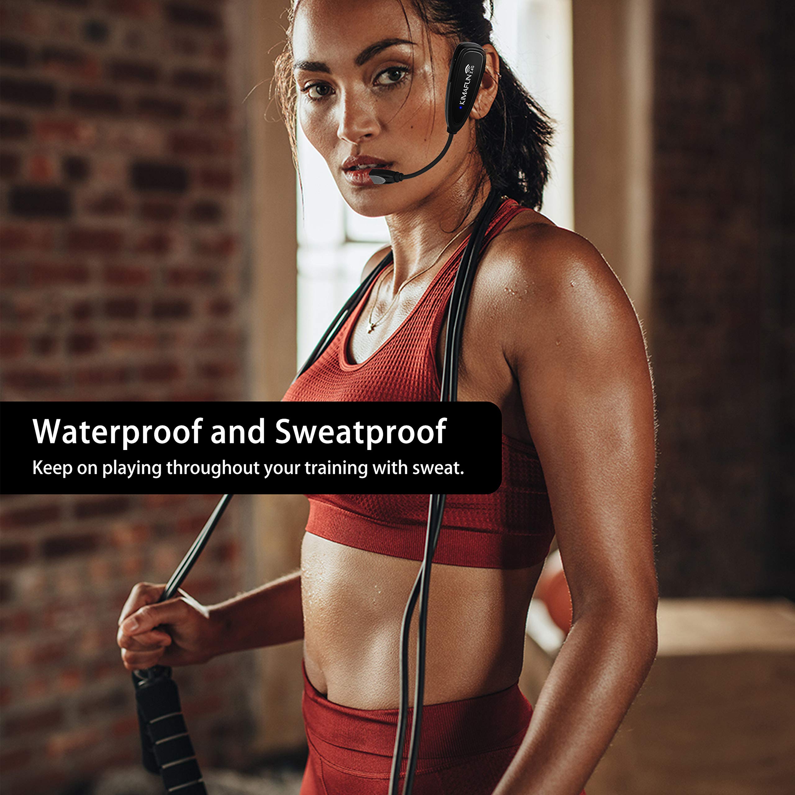KIMAFUN Headset Wireless Microphone System, No Need Bluetooth, Waterproof Head Mic for Fitness Instructor, Teaching Online, Yoga Classroom, Spinning Coach, Speaker, iPhone, Android Phone, G100-1