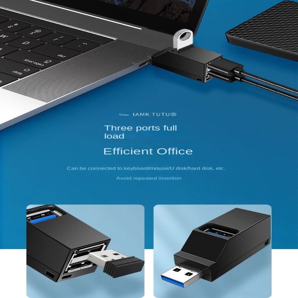 usb3.0 Expander Multi-Port Splitter usb2.0 Mouse U Disk Adapter one Drag Three USP Expansion Dock hub (Black)