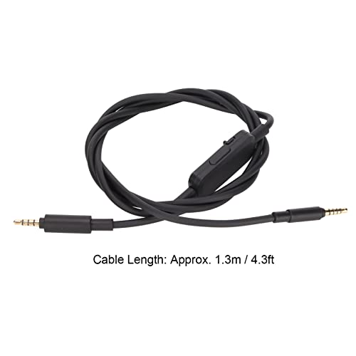 Zyyini Headphone Audio Cable for MMX 300 2nd Gen, 3.5mm with Wire Control Twisted Pair Replacement Headphone Cord, Support Volume Adjustment, Switch Songs Headset Cable Black, 1.3m/4.3ft