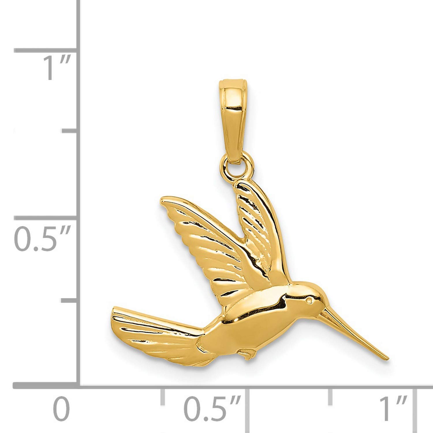 Jewelry Stores Network 14k Yellow Gold Hummingbird In Flight Pendant 21 mm x 21 mm