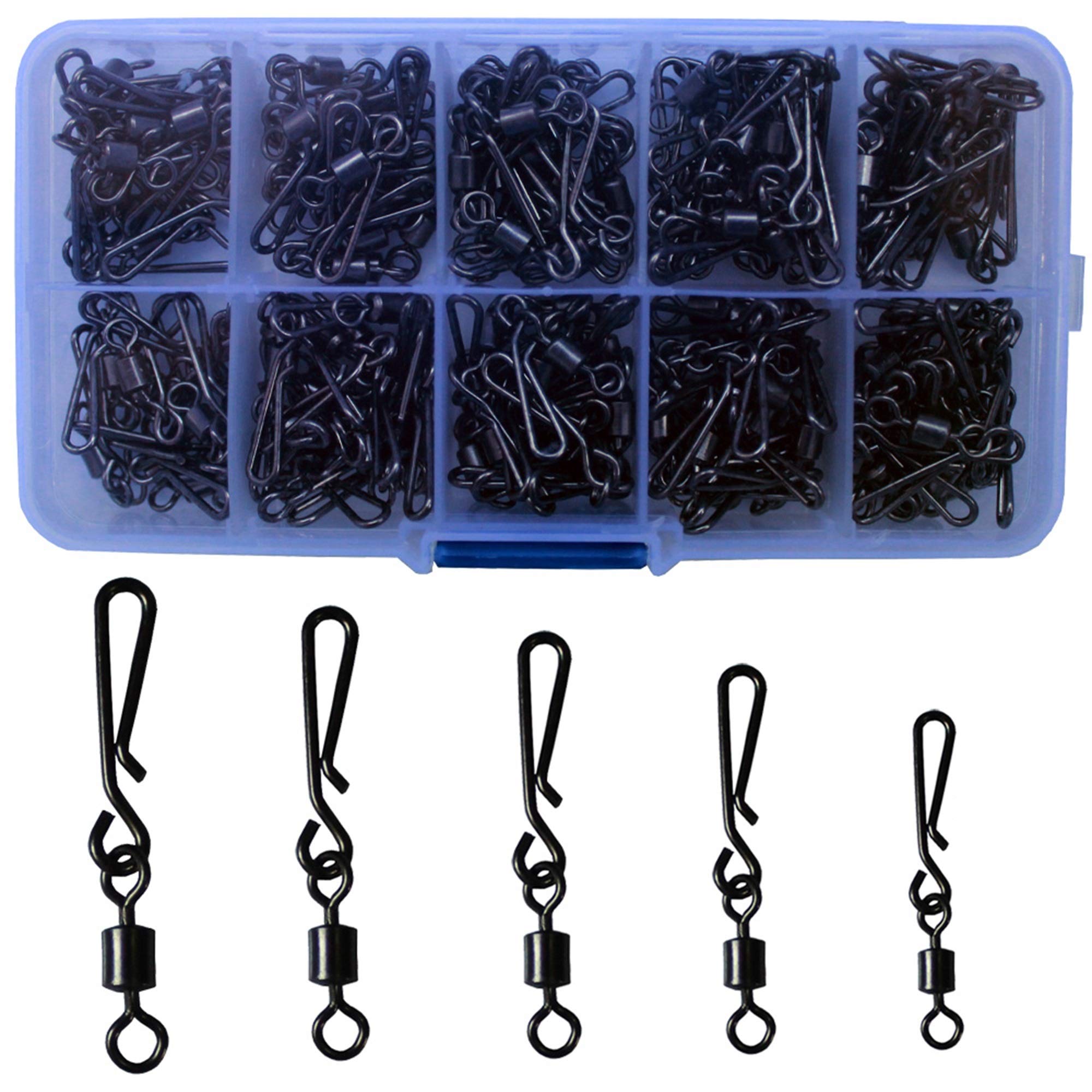 Luengo 100pcs Quick Change Snap Fishing Clip Swivel Connector Fishing Hook Fishing Line Connect Fishing Swivels Fast Lock Fishing Swivel Tackle Accessory for Outdoor Fishing (100pcs Mix Size)