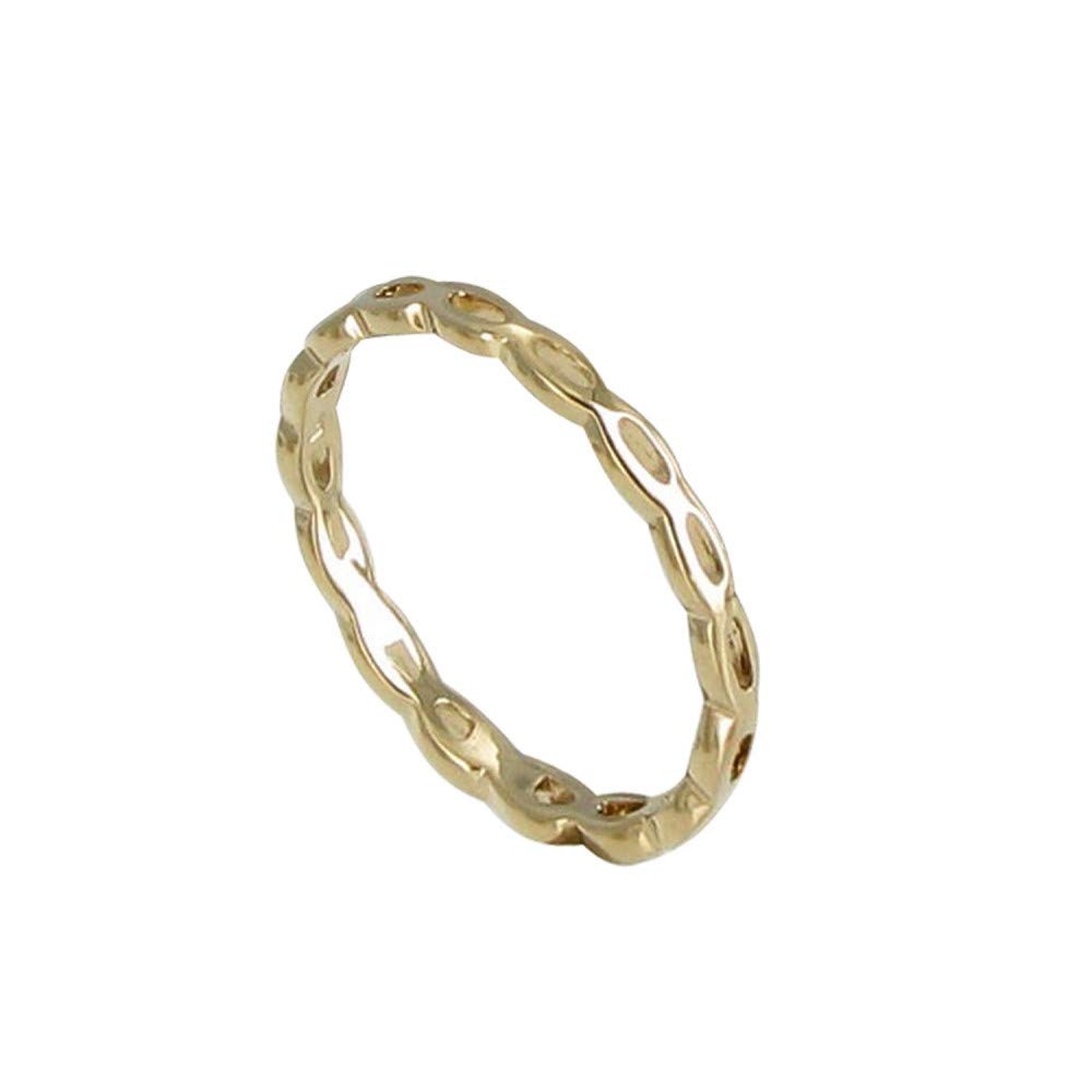 LES POULETTES JEWELS - Gold Plated Ring Almond Pierced - Size 9.5