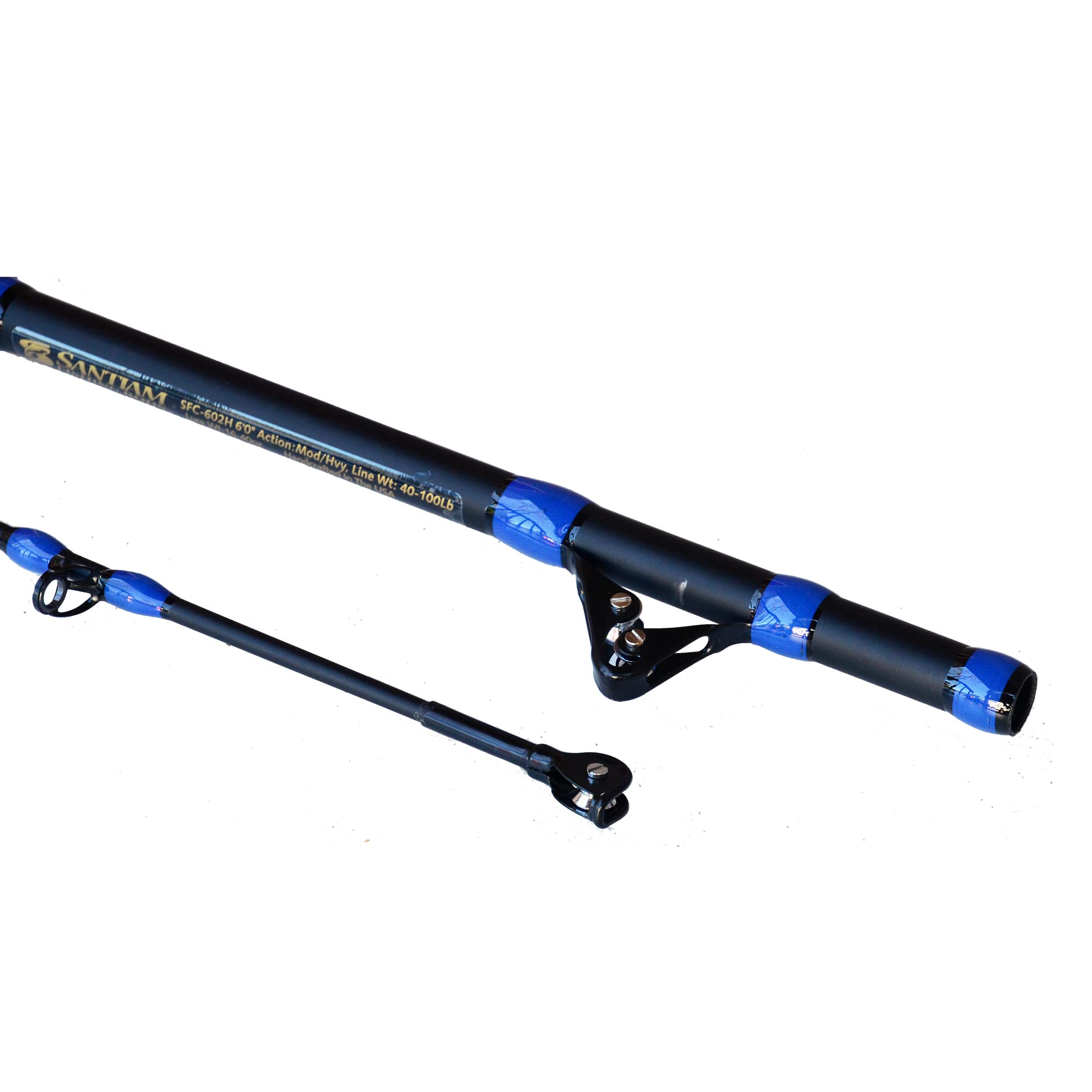 SANTIAM FISHING RODS Travel Rod 2 Piece 6' 40-100lb Carbon Braid Halibut/Tuna/Saltwater Rod