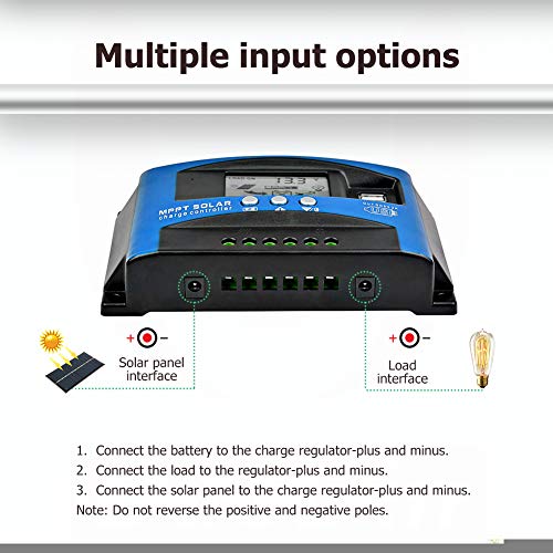 SolaMr Solar Charge Controller 40AMP Solar Panel Battery Regulator 12V/24V Auto with LCD Display Dual 5V USB Adjustable Parameter Fits for Open,AGM,Gel Lead Acid Batteries