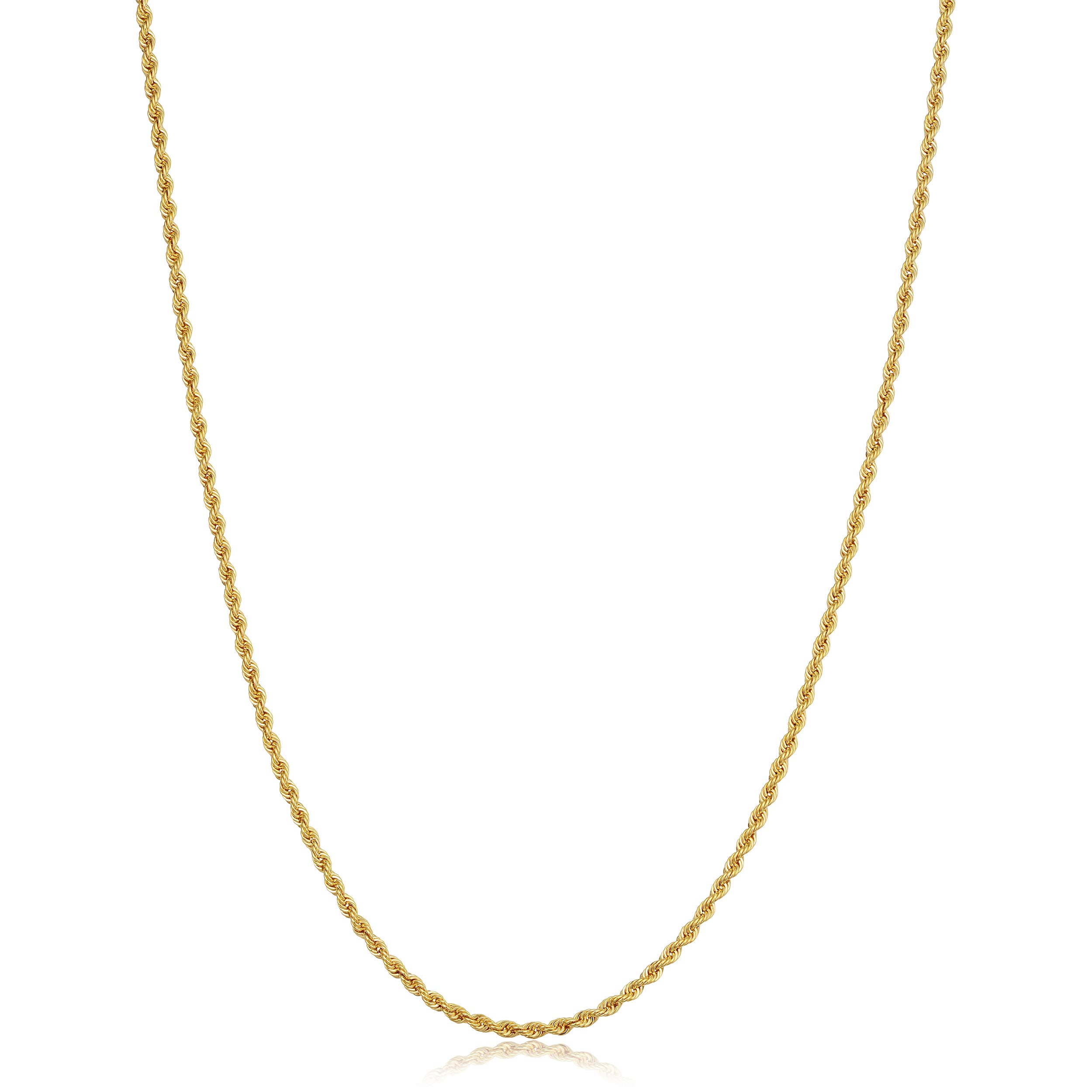 Kooljewelry 10k Yellow Gold Rope Chain Necklace (1.5 mm, 26 inch)