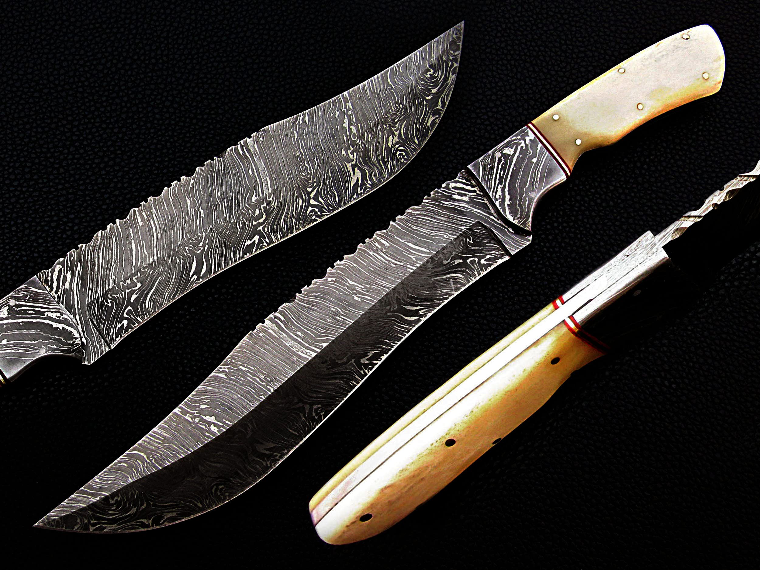 PAL 2000 KNIVES BOW-9293 Handmade Damascus Steel 15 Inches Hunting Knife With Sheath