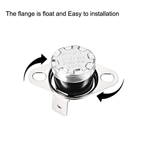 uxcell KSD301 Thermostat 145°C/293°F 10A N.C Adjust Snap Disc Temperature Switch for Microwave,Oven,Coffee Maker 2pcs