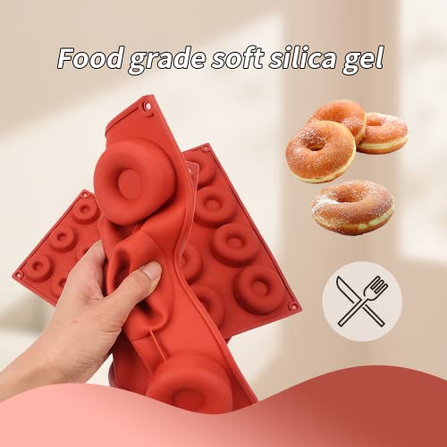 YMPEKA Donut Mold Silicone for Baking Mini Donut Pan 18 Cavity Doughnut Baking Mold Tray BPA Free and Dishwasher Safe, Non-stick Silicone Baking Pan for Making Muffin Cakes, Tart, Bread
