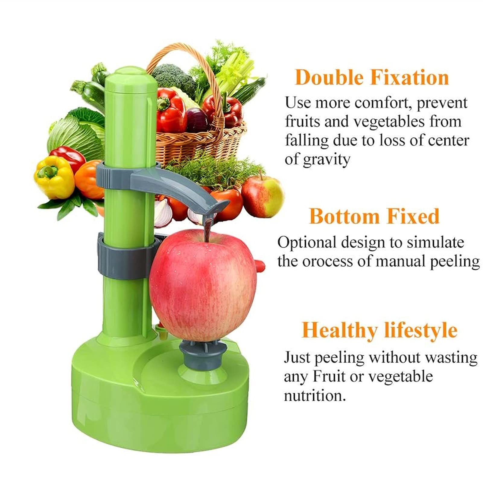LKL Electric Potato Peelers Multifunction Spiral Apple Peeler Automatic Rapid Rotating Fruit Potato Peeling Machine for Home Restaurant (Color : Black)