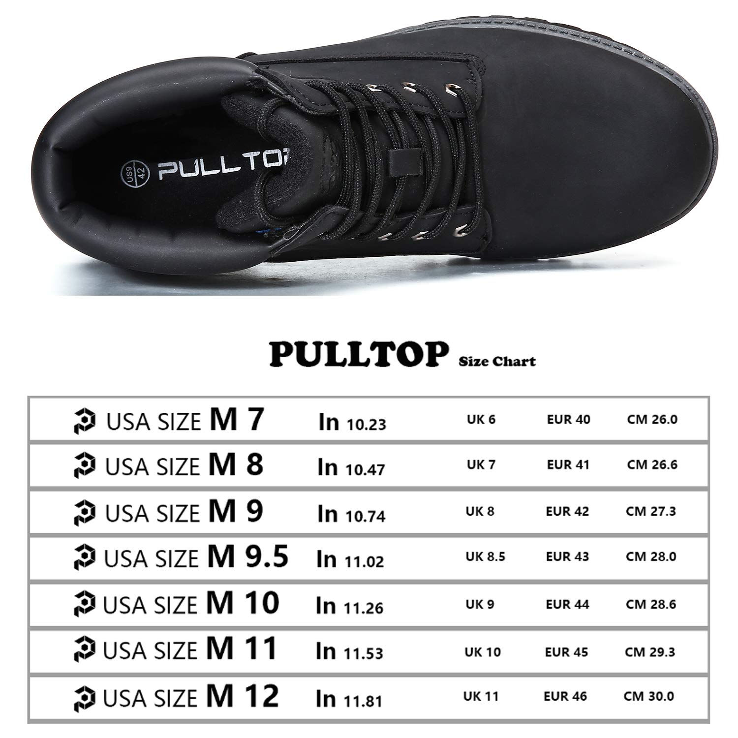 Men's Hiking Boots Outdoor Winter Warm Sneakers Casual Boots and Rubber Sole Black