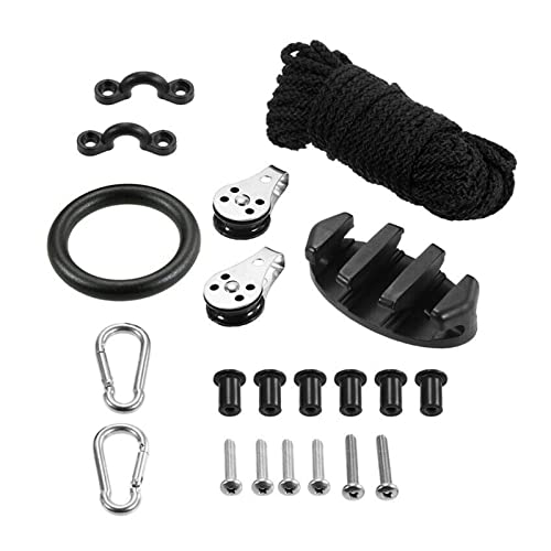 SHENGANG Kayak Canoe Anchor Trolley Kit Padd Eyes Wellnuts Screws Kayak Accessories Zig Zag Cleat Rigging Ring Pulleys DIY Boat (Color : Black)