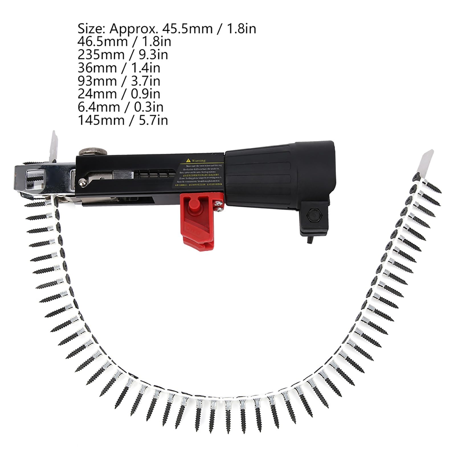 Thincol Screw Drill Chain Adapter for Power Drill Gun, 41mm-46mm Chuck Range Woodwork Rotary Screw Gun Attachment for Drywall Wood Board Ceiling, Nail Gun Collating