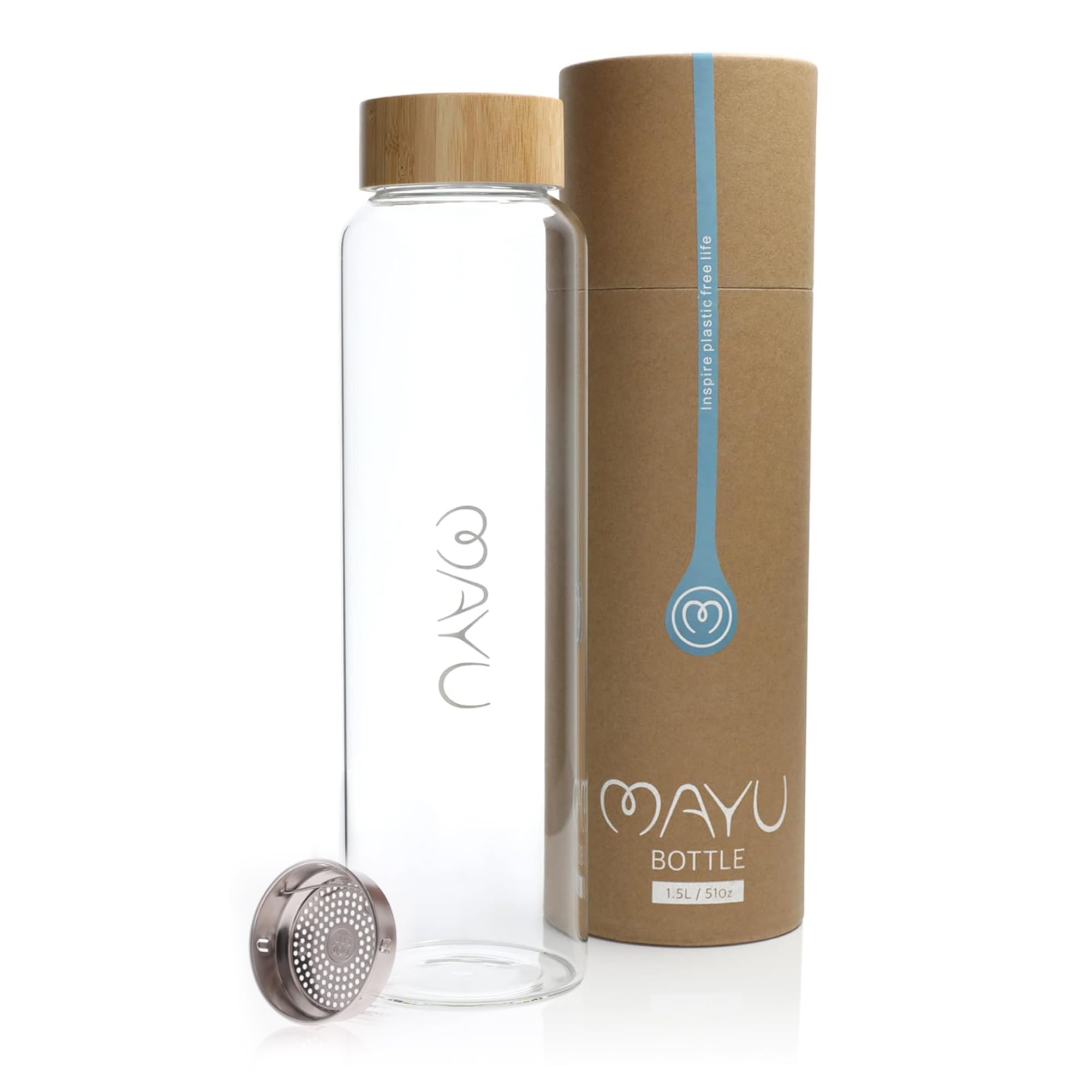 Mayu Swirl Structured Water Pitcher + 1.5 L | 50 Oz Premium Glass Bottle "Swirl & Sip Bundle"