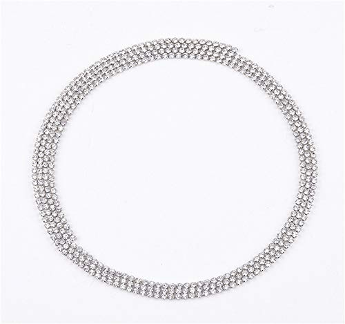 Kercisbeauty Multi Row Boho Tennis Chain Rhinestones Choker Long Chain Necklace for Women Jewelry (Silver)
