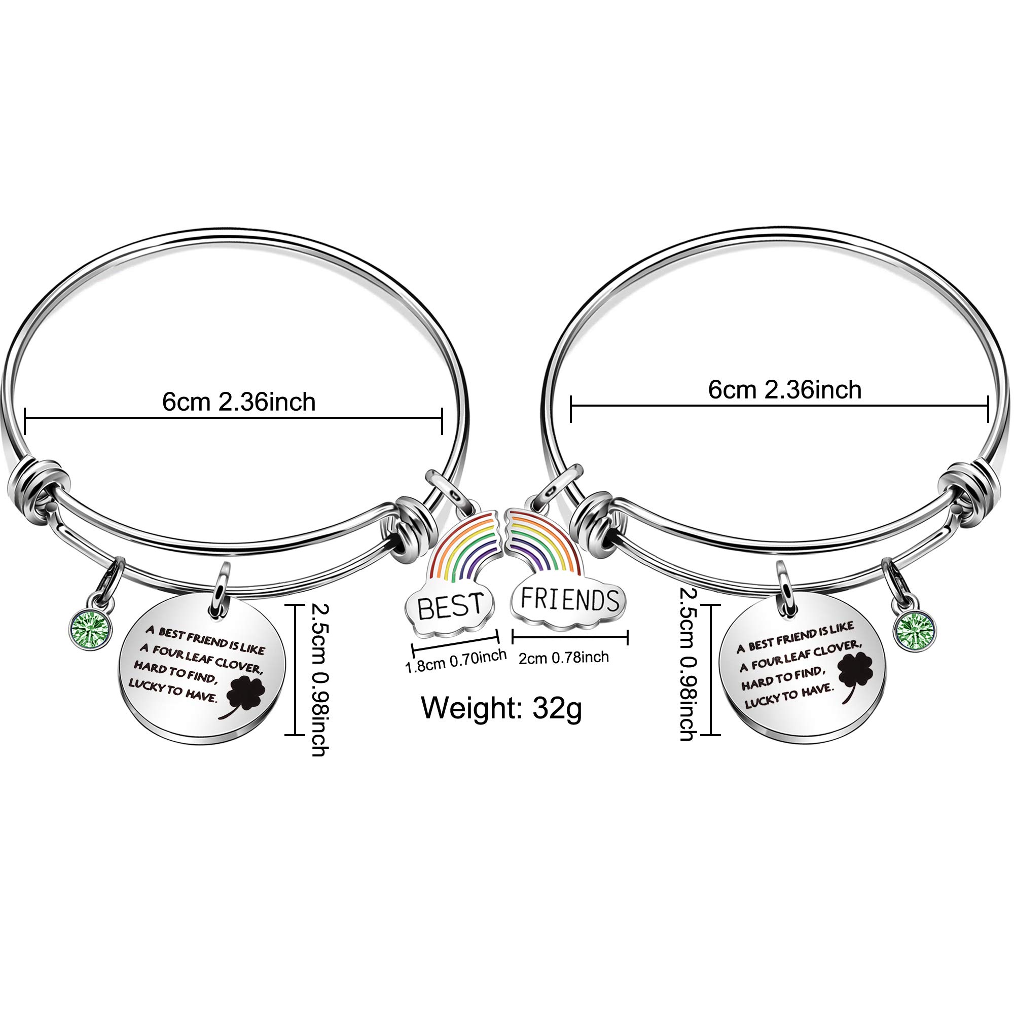 Maxforever Friendship Bangle Gifts 2Pcs Charm Bangles Bracelets for Best Friends Besties Birthday Anniversary Graduation Thanksgiving Christmas
