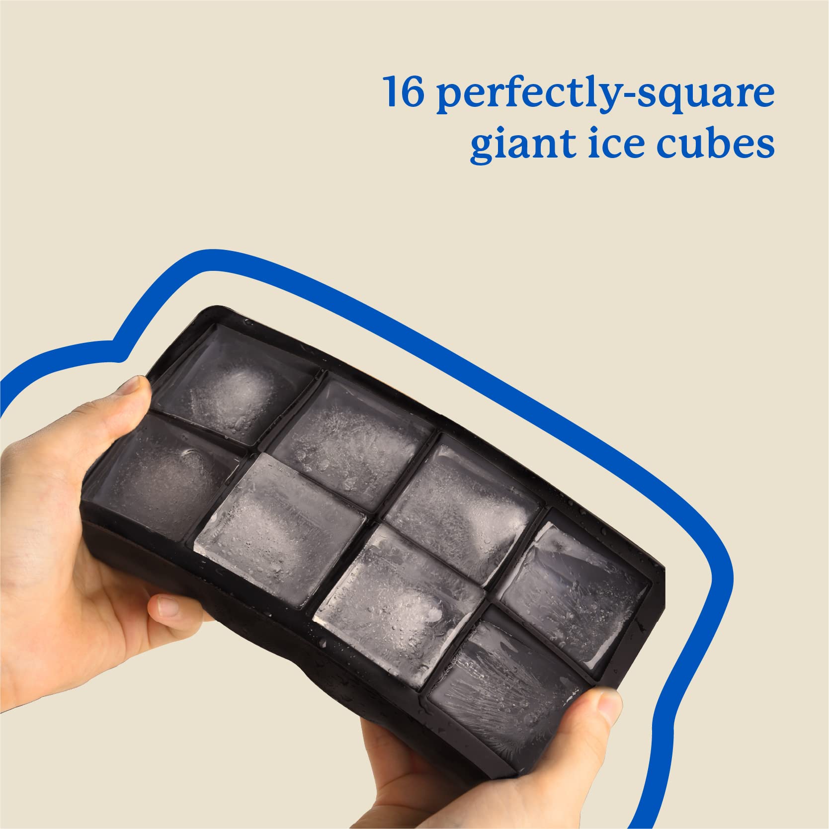 Samuelworld Large Silicone Ice Cube Tray Molds, 2-Pack, Big 2 Inch Cubes - Food Grade, Flexible, 8 Cavity Easy Release Slow Melting Ice for Whiskey, Cocktails, Gifts & Christmas - Black