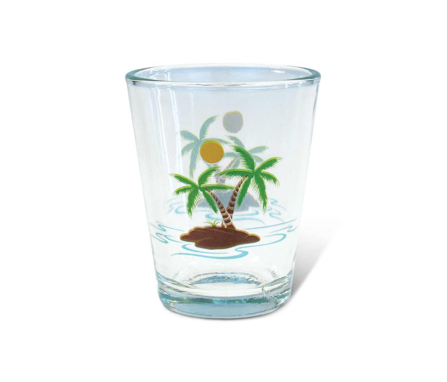 Puzzled Clear Palm Trees Shot Glass, 1.70 Oz. Unbreakable Beverage Tequila Gin Cocktail Whisky Vodka Novelty Glassware Handcrafted Drinkware Home & Bar Tools Accessory