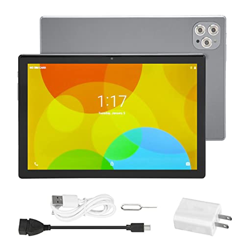 VINGVO Portable Tablet, 100-240V 10.1 Inch Tablet 5G WiFi for Home (US Plug)