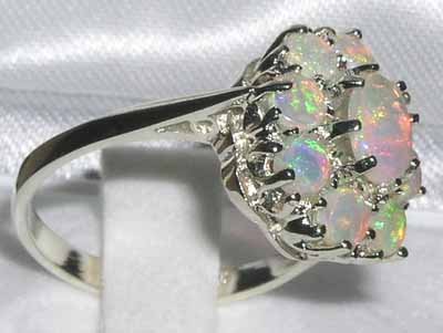LetsBuyGold 925 Sterling Silver Natural Opal Womens Promise Ring - Size 6.5