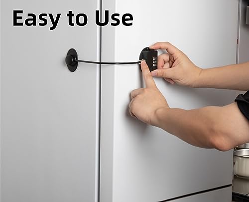 Refrigerator Lock Combination Fridge Lock Freezer Child Safety Lock Door Lock with Strong Adhesive (2, Black)