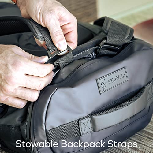 KORDIZ Travel Backpack - Carryall Travel Duffel Backpack - Bag Includes Backpack Straps and Laptop Sleeve (Black, 40L)