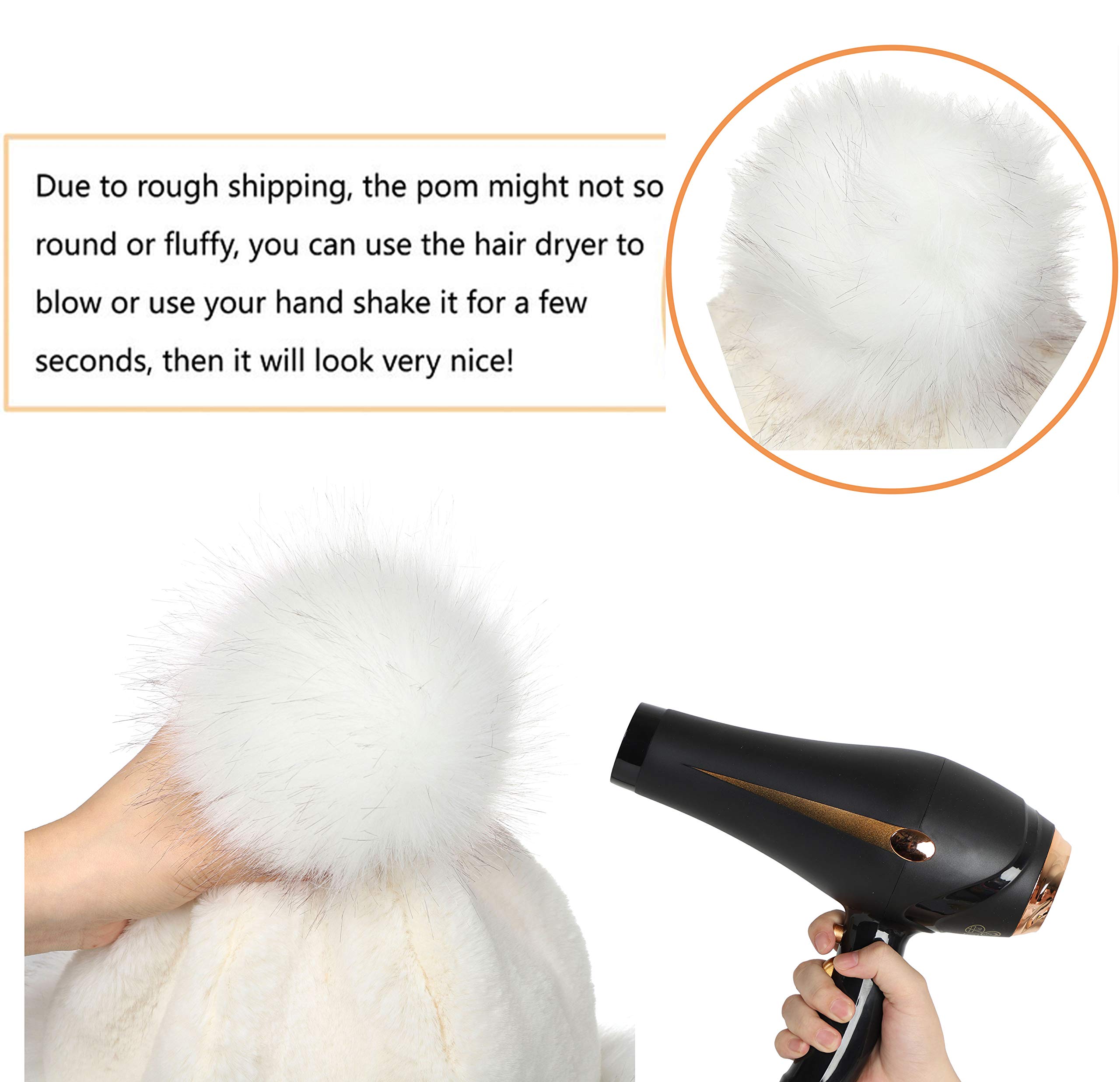 LA CARRIE Women's Faux Fur Hat Russian Cossack Pompom Cap for Winter Ski Snow(Black)
