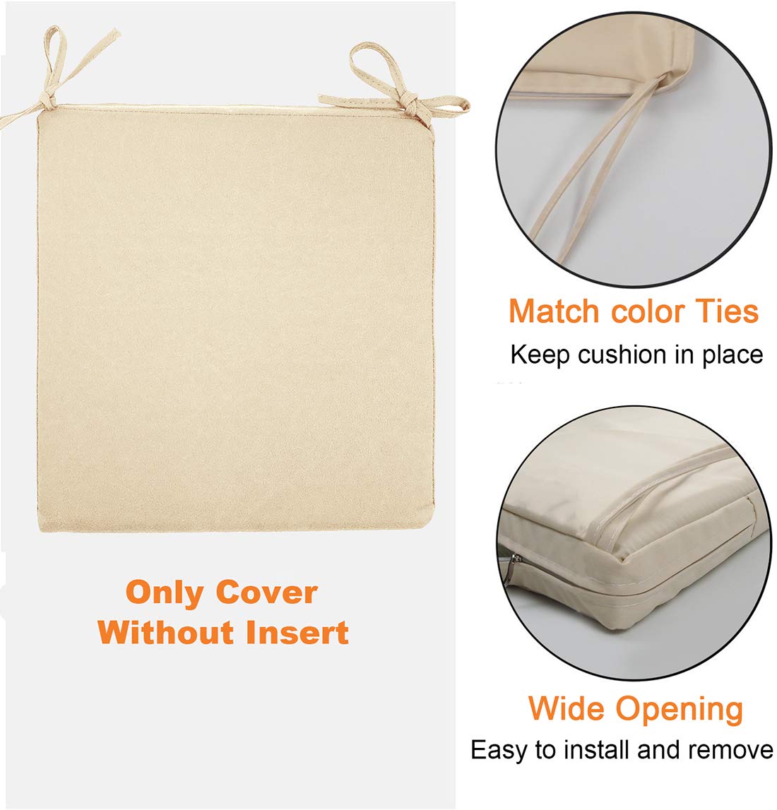 Sigmat Customize Size Outdoor Seat Cushion Cover Water-Resistant Patio Deep Seat Chair Cushion Cover Bench/Settee/Swing Cushion Slipcover-Only Cover