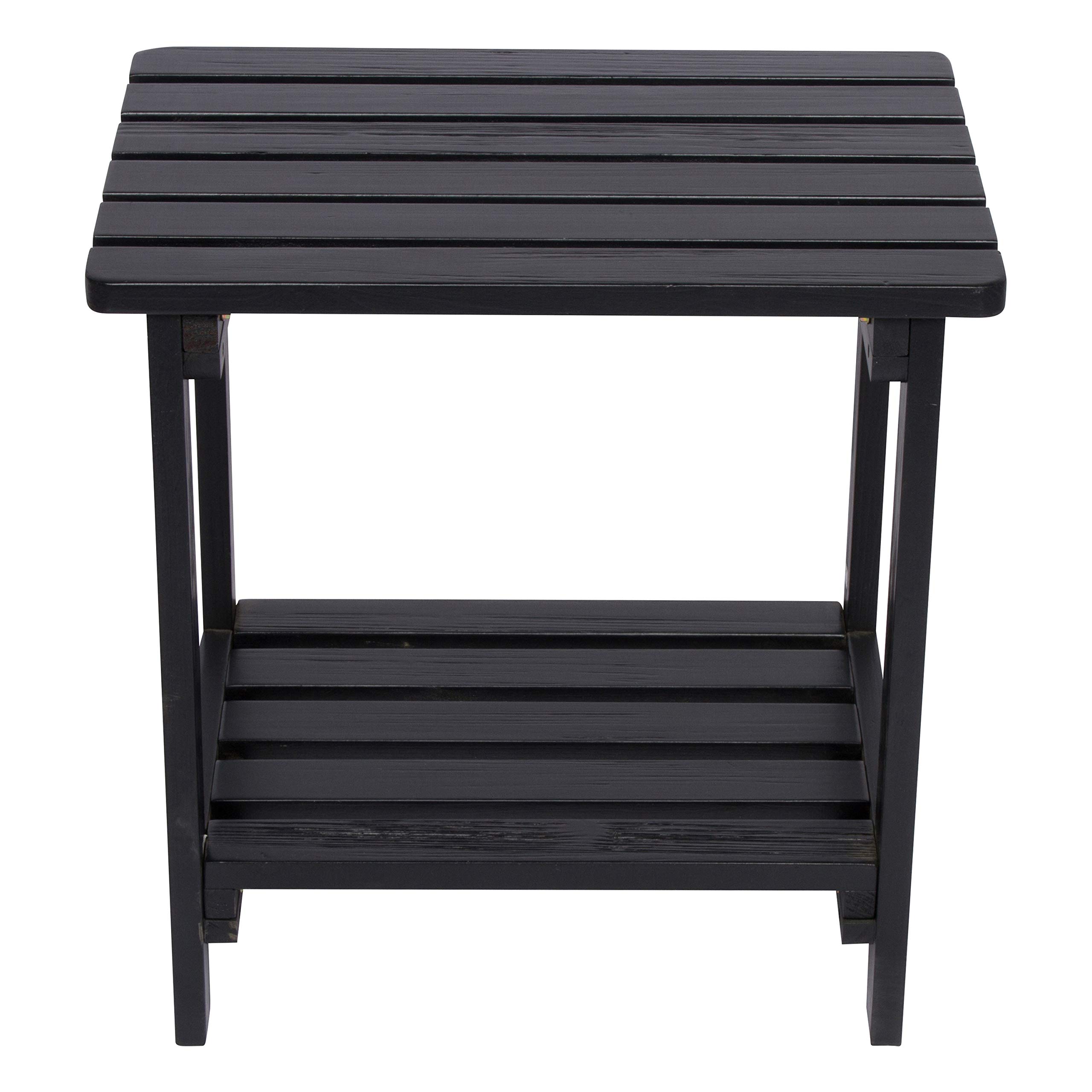 Shine Company 4114BK Providence Rectangular Adirondack Outdoor Side Table | Wood Accent Table for Indoor/Outdoor β Black