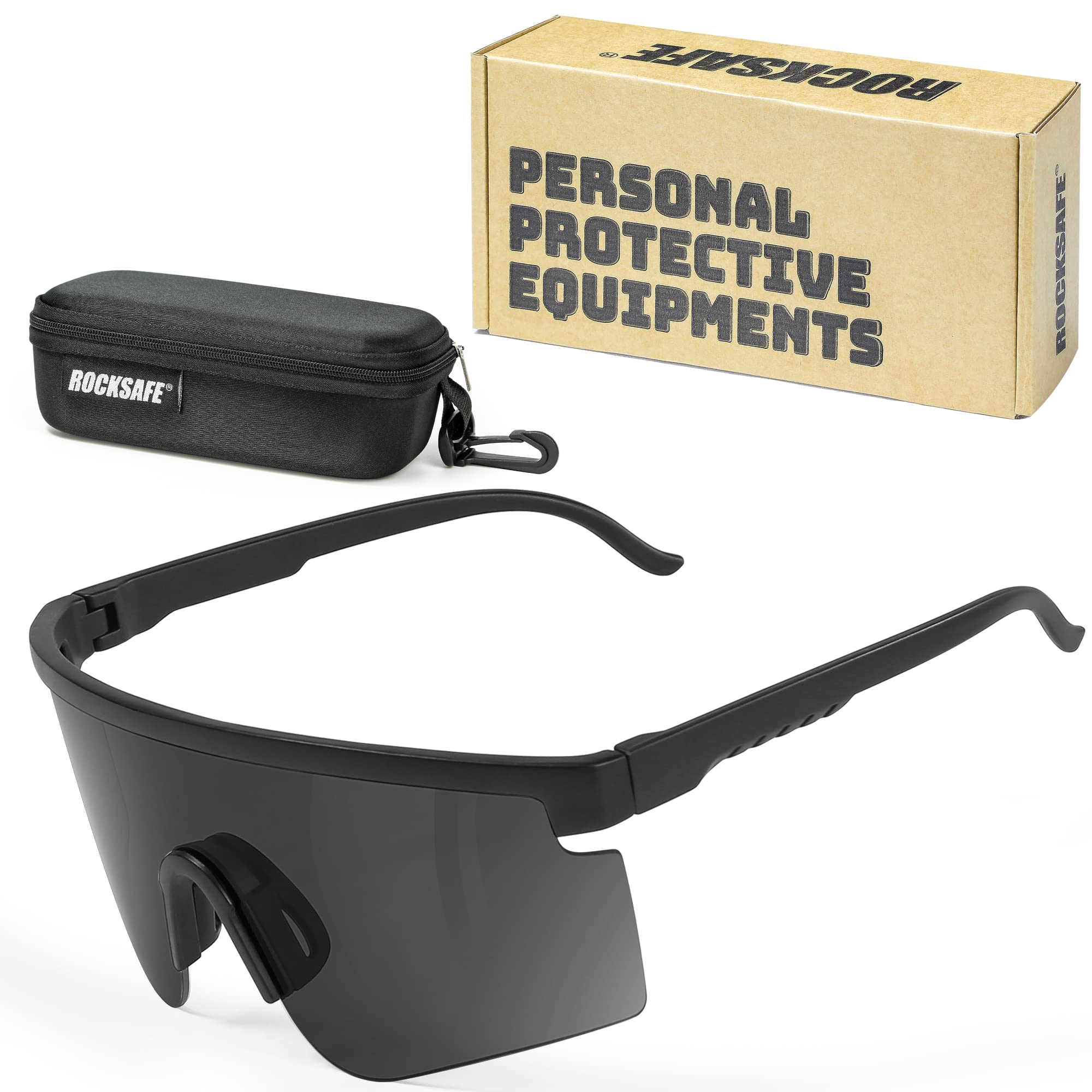 ROCKSAFE Z87.1 Anti-Fog Safety Glasses, Lightweight Polycarbonate Impact Resistant, Oversize UV Protective Eyewear [Pack of 1]