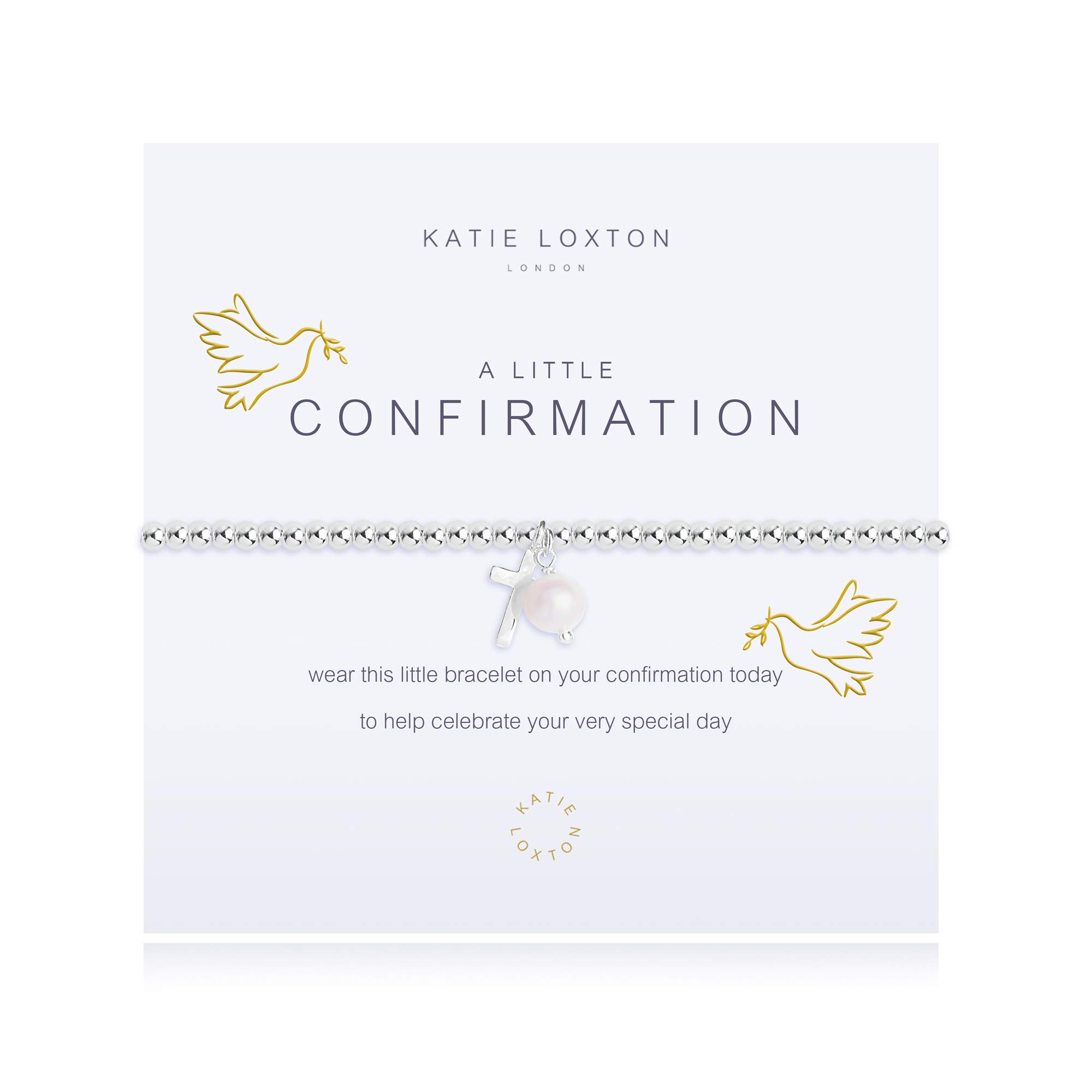 KATIE LOXTON A Little Confirmation Cross Silver Women's Stretch Adjustable Charm Bangle Bracelet