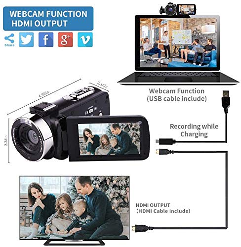 KOMERY Video Camera for YouTube Vlogging Digital Camera Camcorder with Microphone 30MP 3.0 Inch Camera 1080P 30FPS FHD 270 Degree Rotation Screen 16X Digital Zoom Camera for YouTube Video Recorder