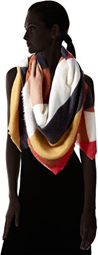 La Fiorentina Women's Soft Geometric Square Wrap Scarf, Red/Mustard/Ivory/Black, One Size