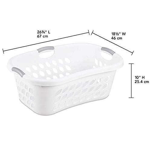 Sterilite 44 Liter Ultra Hip Hold Laundry Hamper, Egronomic Handles to Easily Transport Clothes to and from the Laundry Room, White, 12-Pack