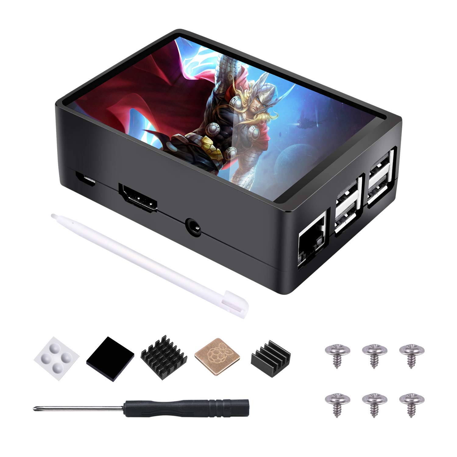 kuman Raspberry Pi 3 B+ 3.5 Inch Touch Screen with Case, 320x480 Pixel Monitor TFT LCD Game Display [Support Raspbian, Ubuntu, RetroPie, Kali]