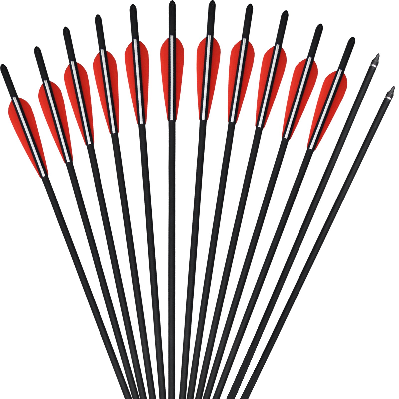 JY-Sports Crossbow Bolts 16'' Inch Archery Hunting Arrow Game Arrow Shaft and Target Arrow Shaft Replaceable Tips for Crossbow 12Pcs/Box