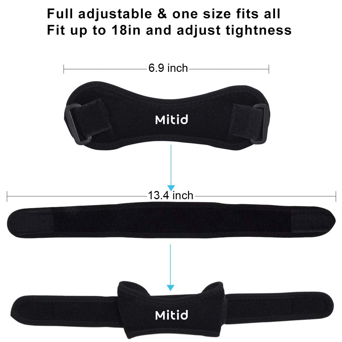 Knee Strap 2 Pack Knee Patella Support Brace for Running, Soccer, Basketball, Hiking, Jumpers Knee, Tennis, Tendonitis, Volleyball & Squats (Black)