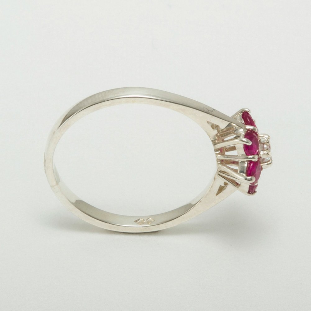 LetsBuyGold 925 Sterling Silver Cubic Zirconia & Ruby Womens Cluster Band Ring - Size 11.75