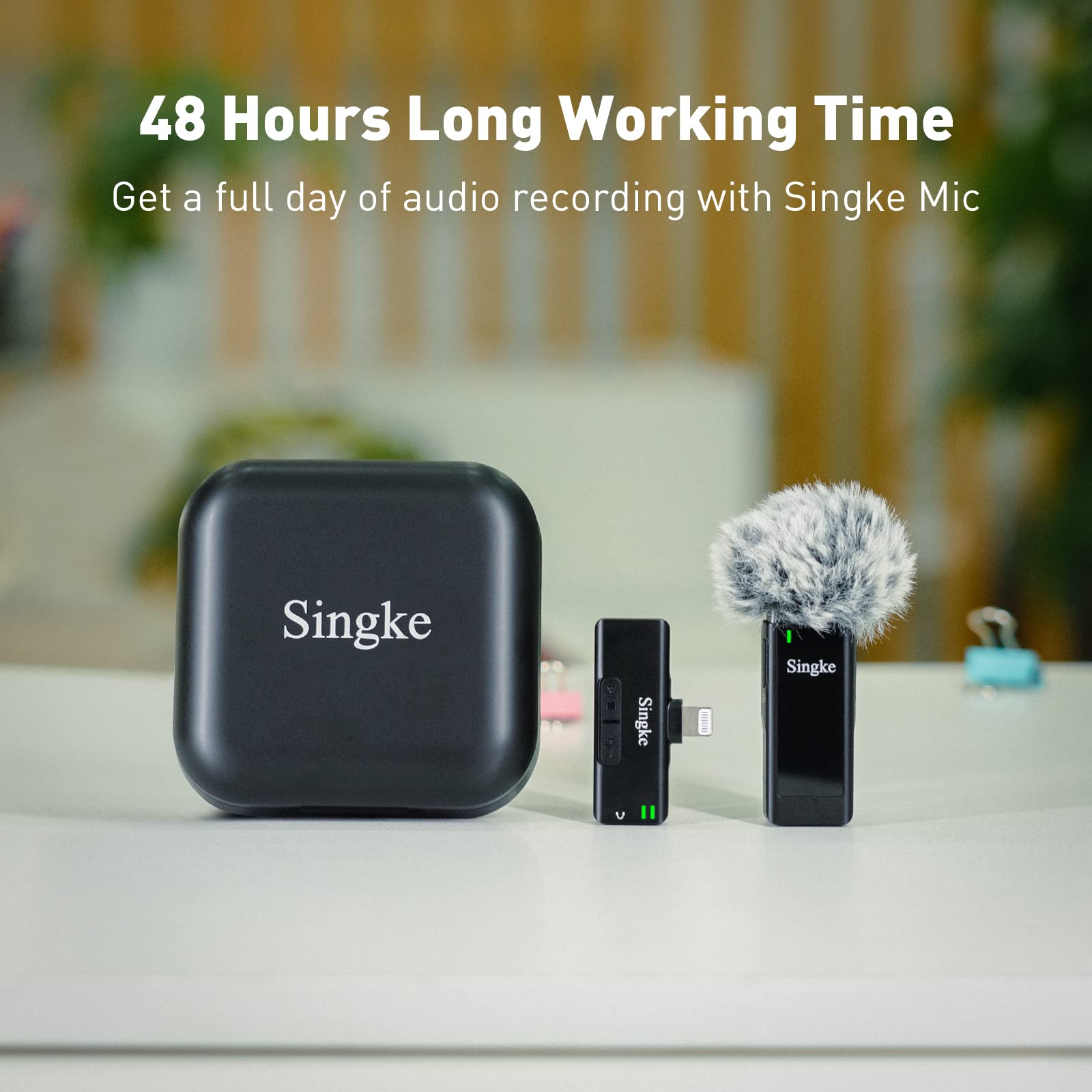 Singke 【Apple MFi-Certified】 Wireless Lavalier Microphone for iPhone/iPad with 3 Mode Smart Noise Cancellation Charging Case 2.4G Lapel MIC for Video Audio Recording/YouTube/TIK Tok/Interview/Vlog