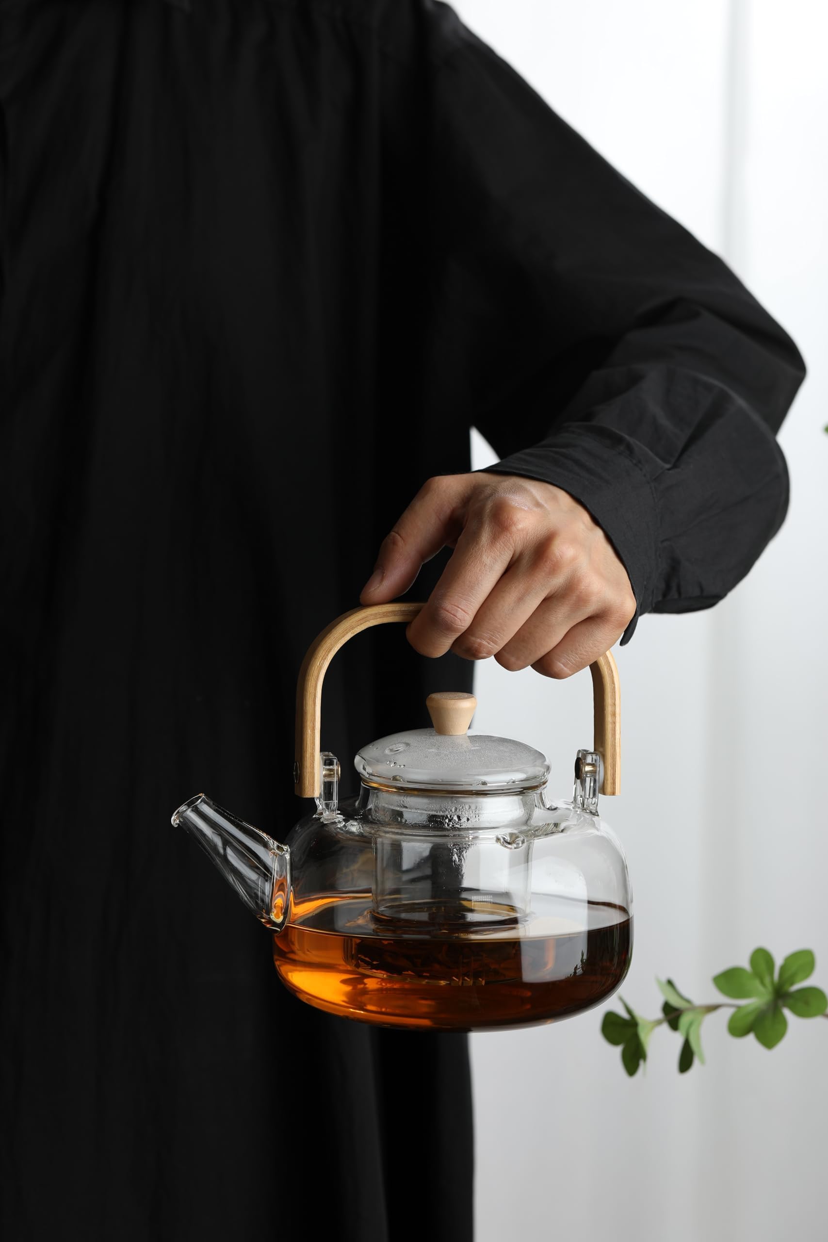 Wlasss Glass Tea Kettle with Removable Infuser,Stovetop Safe, Glass Teapot 1000 ml 33 oz, Tea Pot with Infusers for Loose Tea, Gift for Women and Adult