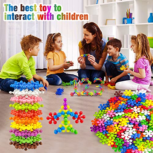Singking 400 Pcs Building Blocks Stem Toys,Snowflake Building Blocks Set,Educational Building Interlocking Solid Plastic Toys for Preschool Kids Boys & Girls Aged 3+