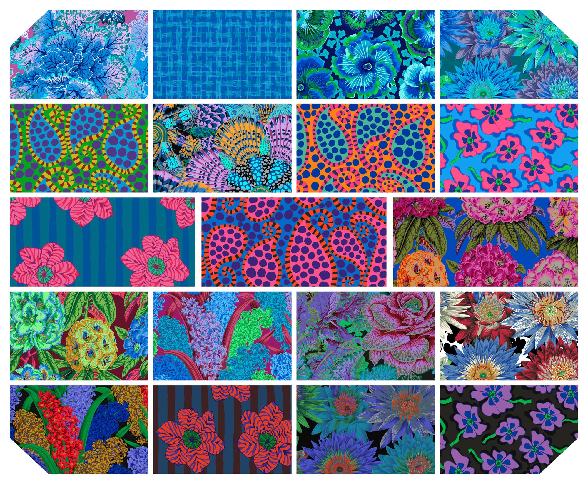 Kaffe Fassett Collective August 2023 Cool Charm Pack 42 5-inch Squares FreeSpirit