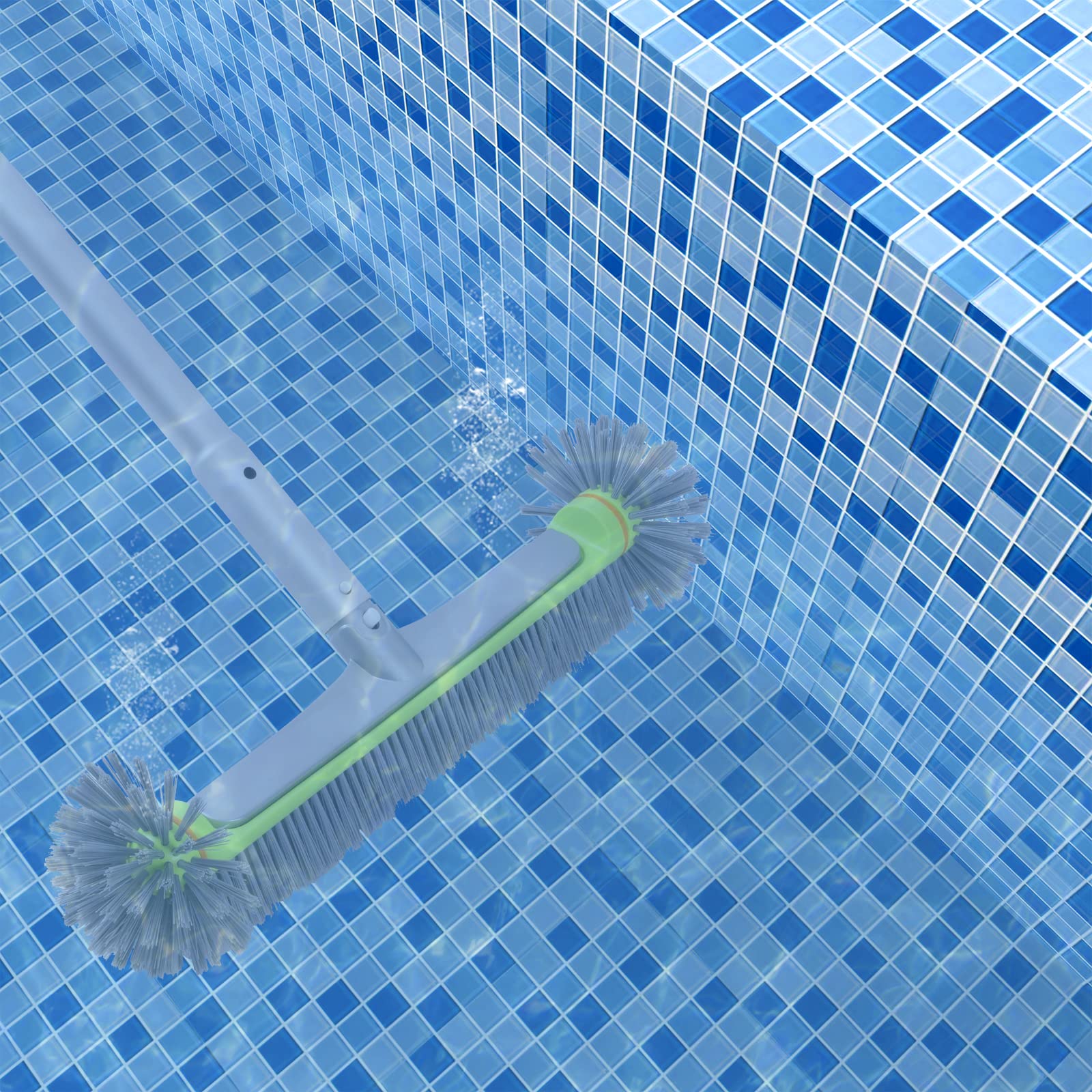 Sepetrel Pool Brush Head for Cleaning Pool Walls,Heavy Duty Inground/Above Ground Swimming Pool Round Scrub Brushes with Premium Strong Bristle & Reinforced Aluminium Back,Grey