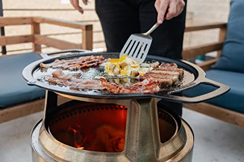 Solo Stove Ranger Cast Iron Griddle Cooking Bundle, incl. Stainless Steel Fire Pit + Stand, Cast Iron Griddle & Stainless Steel Hub for 6.5β Elevation, Height: 22 in, Diameter: 14.25 in, 31.1 lbs