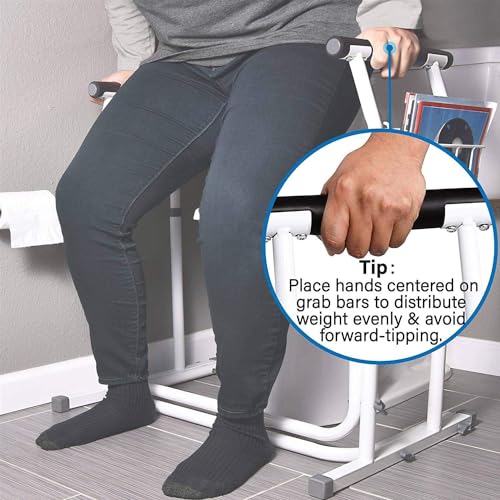 Vaunn Medical Bathroom Adjustable Height Toilet Rail Grab Bar and Commode Safety Frame Handle