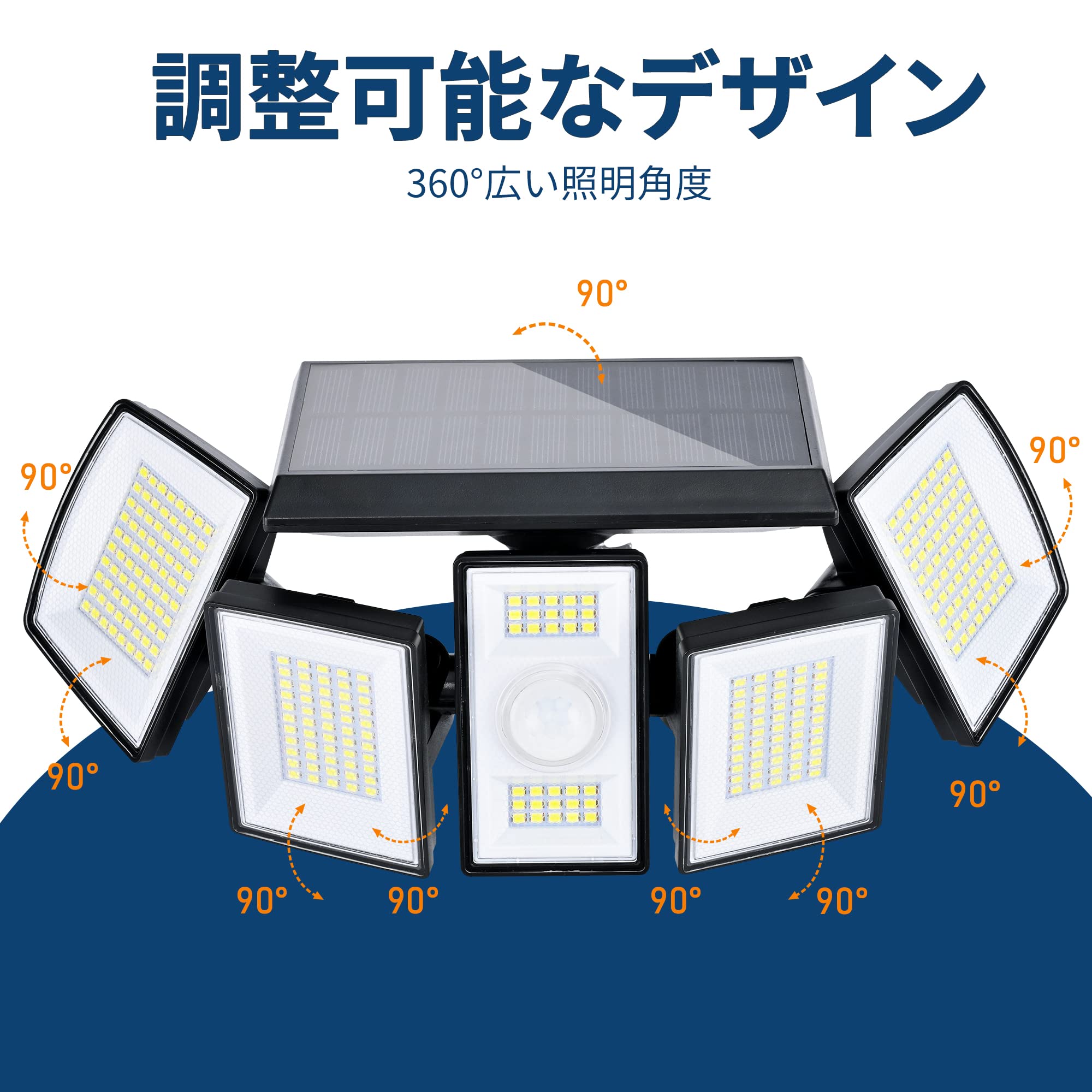 SOLPEX Solar Lights for Outside 300 LED Motion Sensor Security Lights with Remote Control, 5 Heads IP65 Waterproof 270° Wide Angle Security Flood Lights for Garage, Yard, Outdoor Lighting(2-Packs)