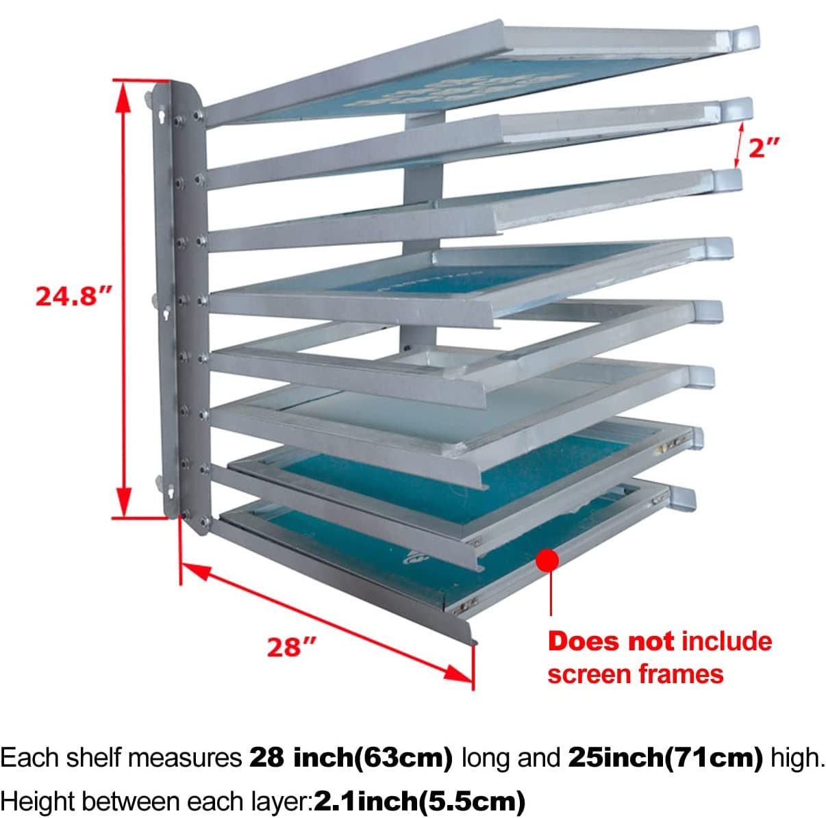 INTBUYING Screen Printing Frame Rack Shelf Storage Holder Screen Printing Squeegee Rack Screen Drying (8 Layer)