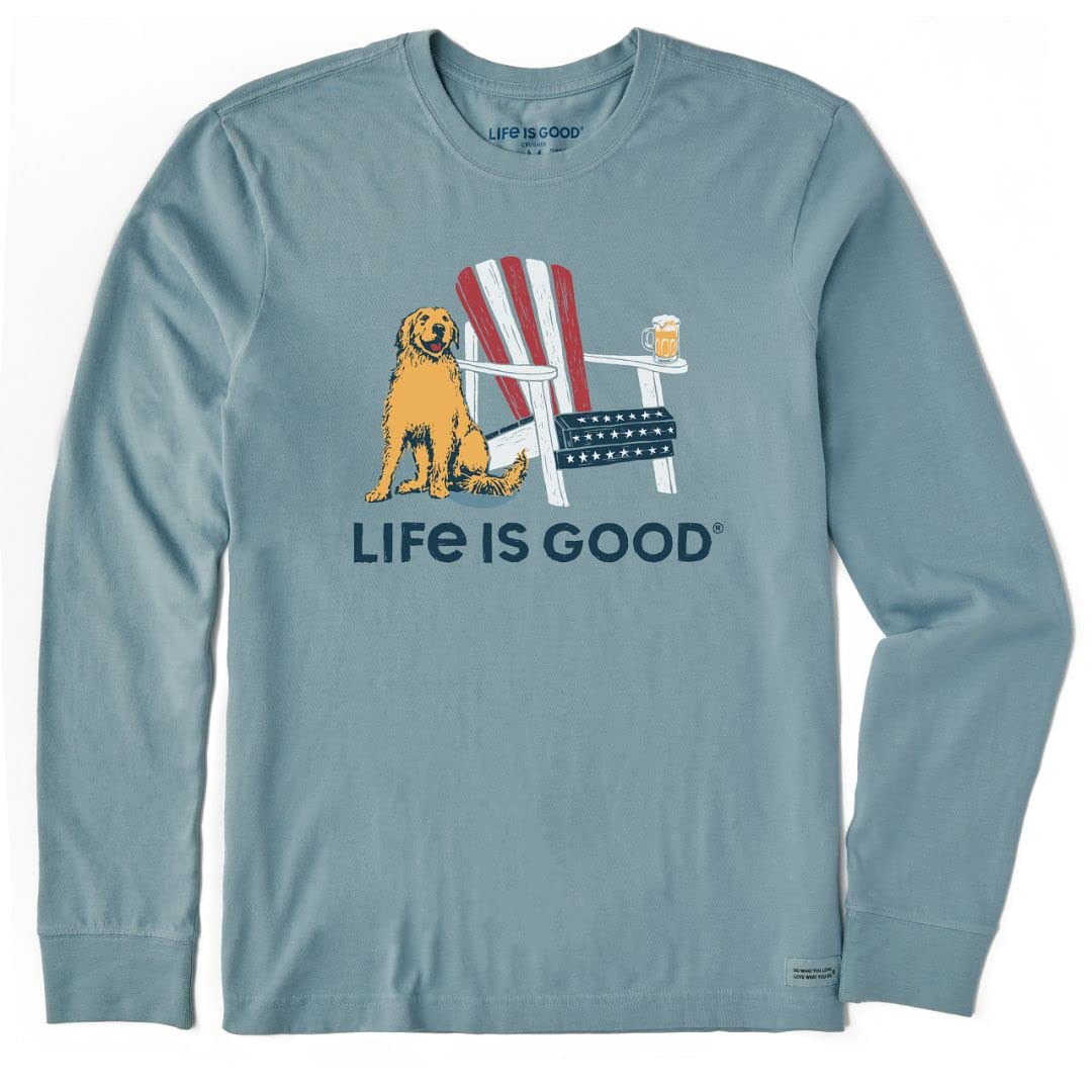 Life is Good Mens Long Sleeve Crusher-Lite T-Shirt (Log On Campfire - Mahogany Brown, XX-Large)