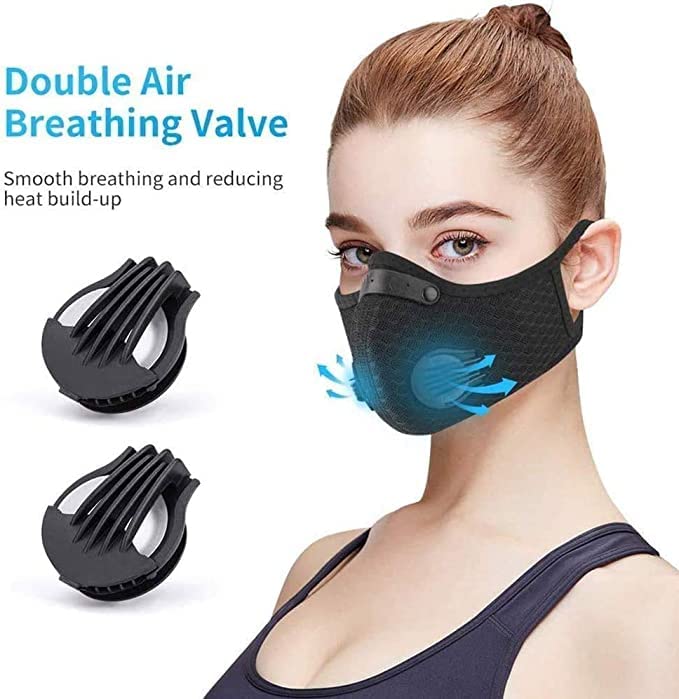 JPOSolar 2 Pack Dust_mask Reusable Respirators Unisex Mouth_mask Adjustable for Allergies Woodworking,Cycling, Running,Outdoor Sports, Black