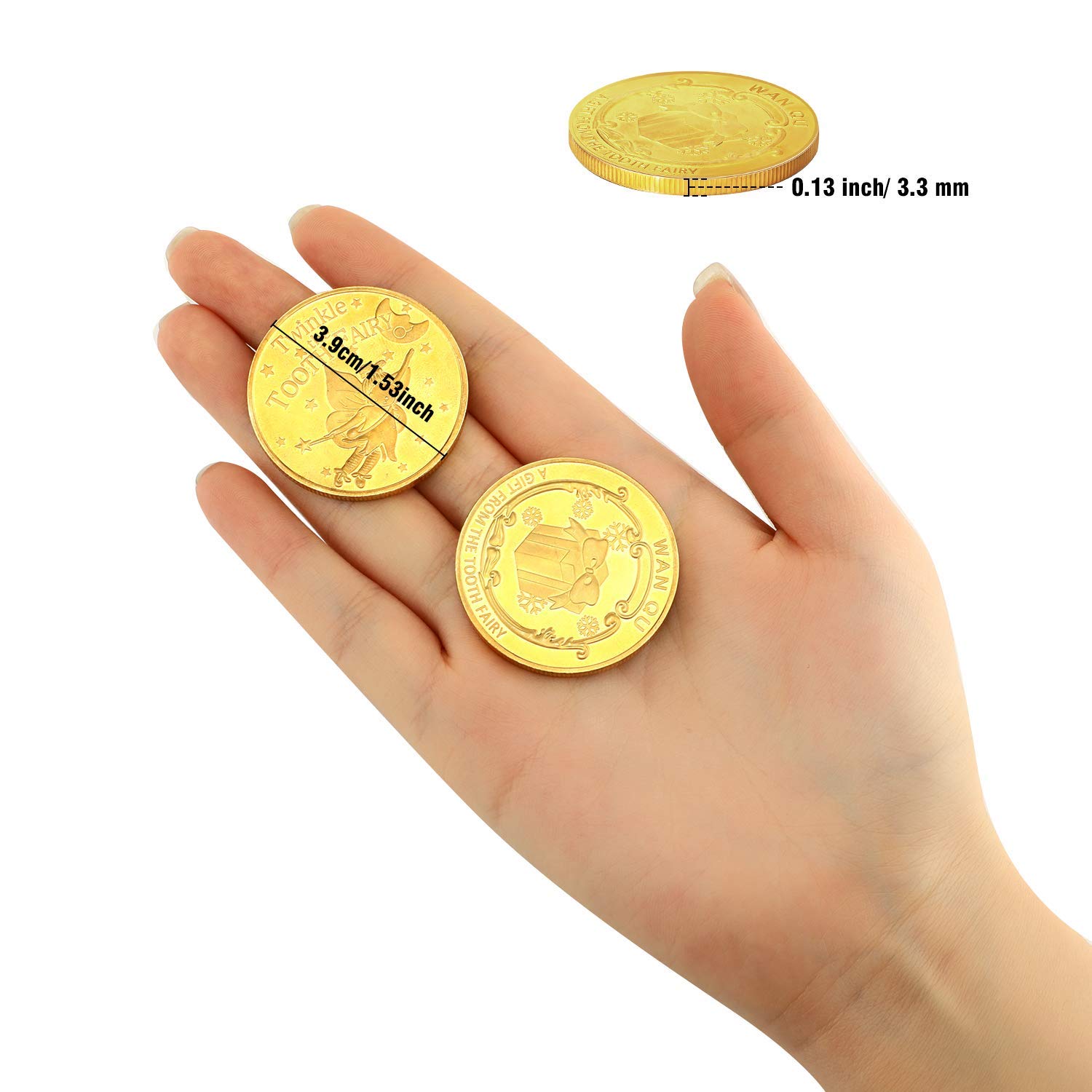 Tooth Fairy Coins Reward Commemorative Coin Collection Experience Gift for Lost Teeth Kids Party Decorations Supplies (20 Pcs)